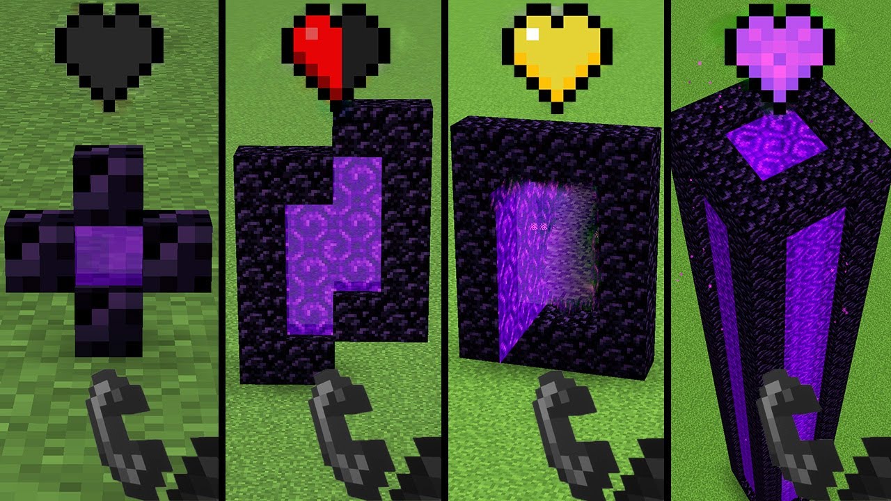 nether portals with different hearts in Minecraft - YouTube