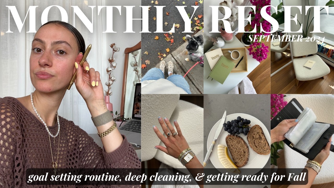MONTHLY RESET 🍂 💻 goal setting routine + deep cleaning + taking time ...