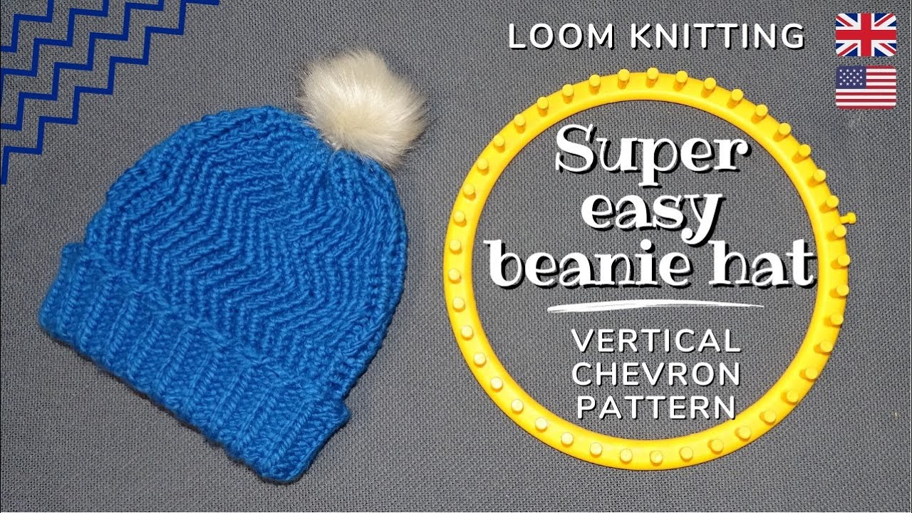 Loom knit hat with vertical chevron pattern - SUPER EASY (IT TAKES 1 ...