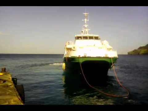Fast ferry docking in St.Vincent on the Grenadines wharf - YouTube