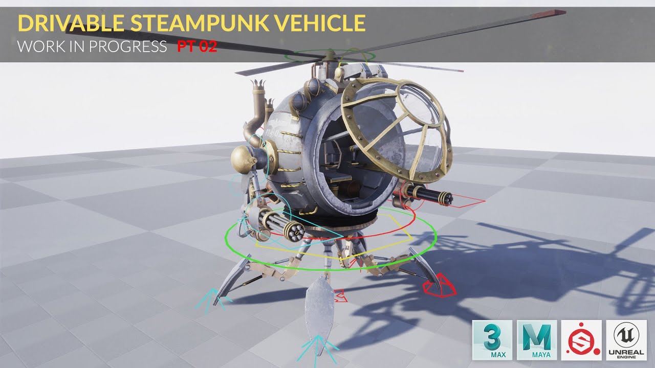 Unreal Engine 4.26 - Drivable SteamPunk Vehicle - Control Rig - WIP 02 ...