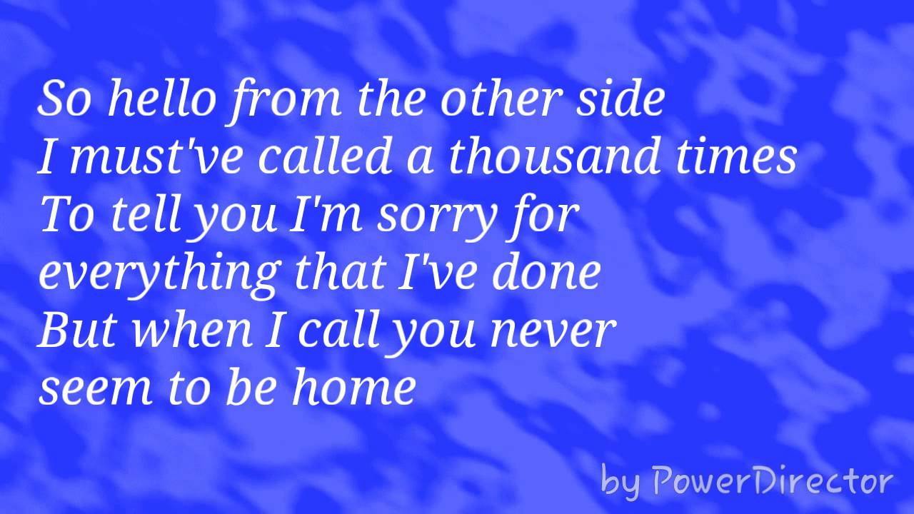 Hello Adele Lyrics Youtube