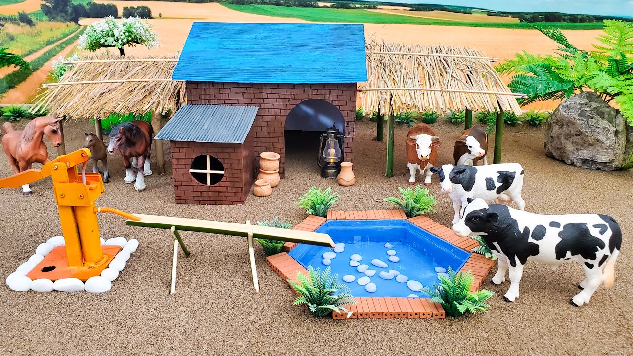 DIY making mini Cows, Horse Barn Animal - Mini Hand Pump Supply Water ...