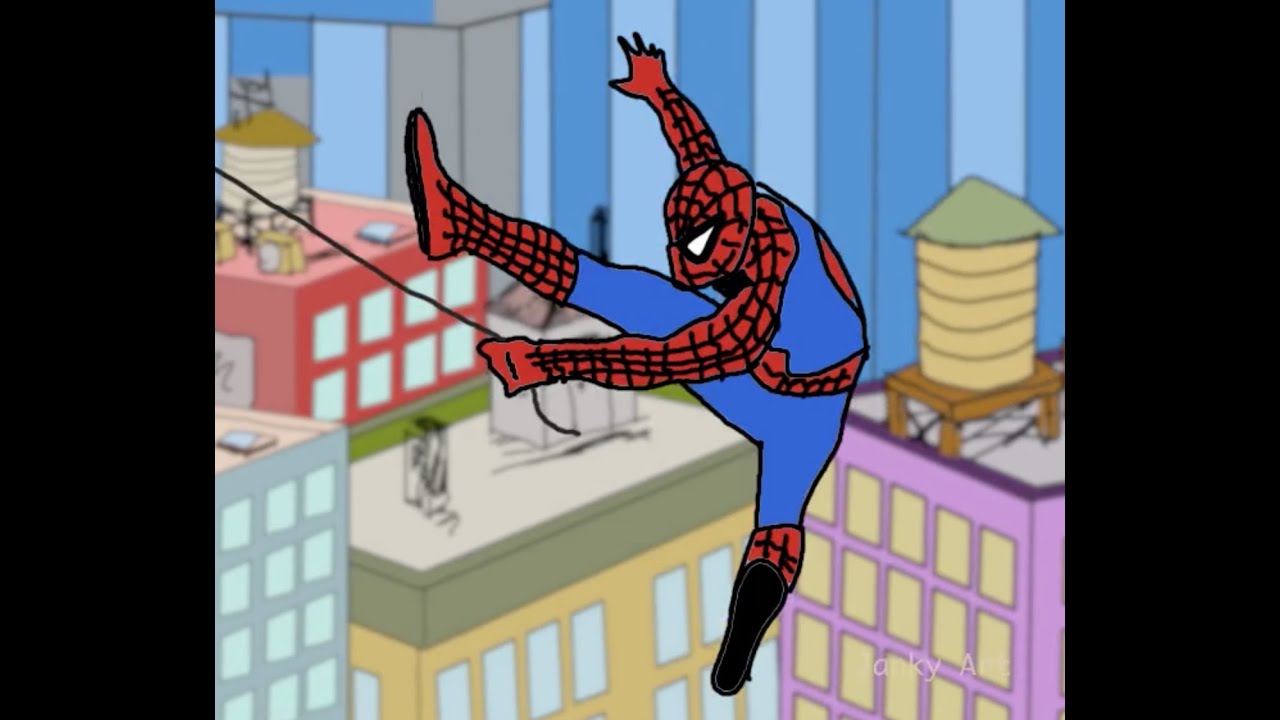 Spider-man 2d animation swinging loop. - YouTube