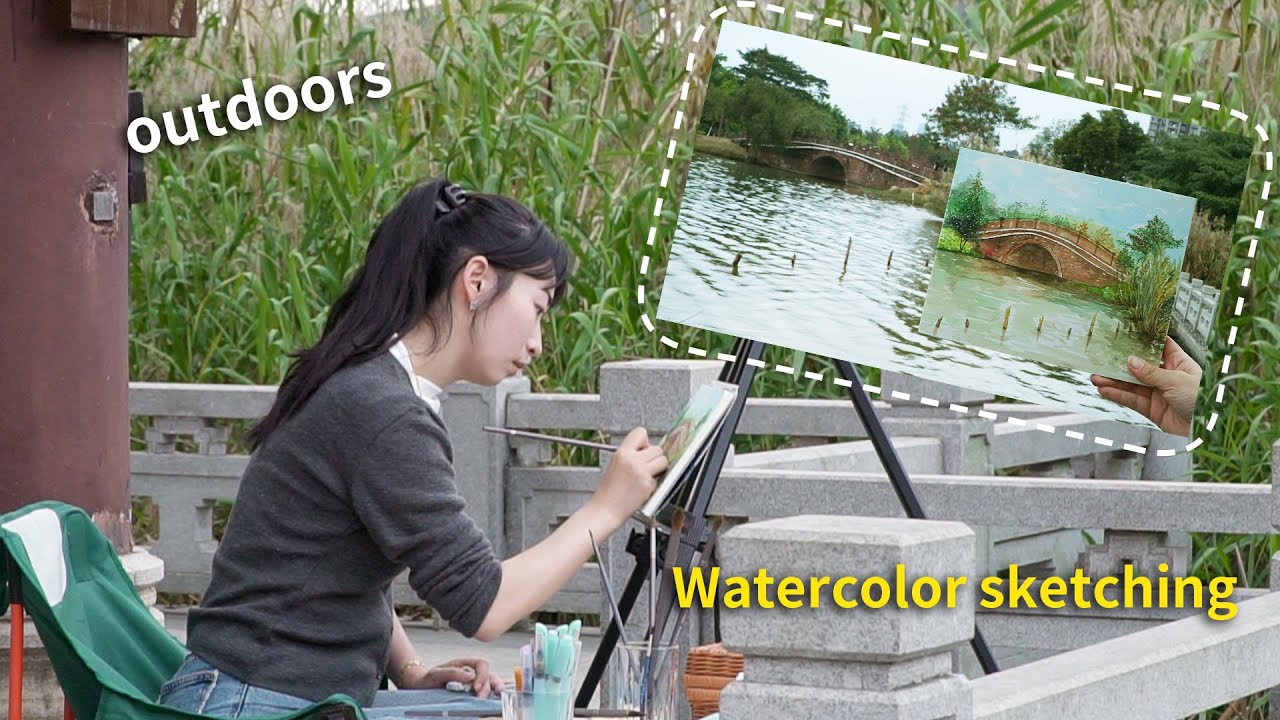 Outdoor drawing, how to draw a bridge, drawing tutorials - YouTube