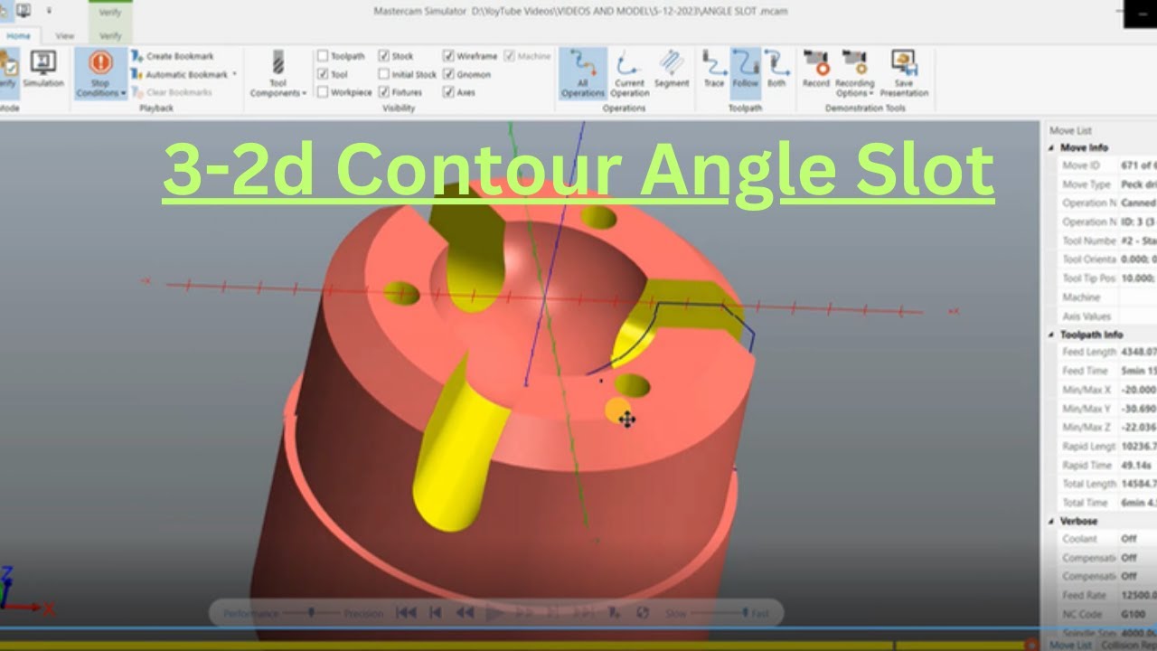 #Mastercam 2d Contour Angle Slot# How to Make 2D Contour On Chamfer ...