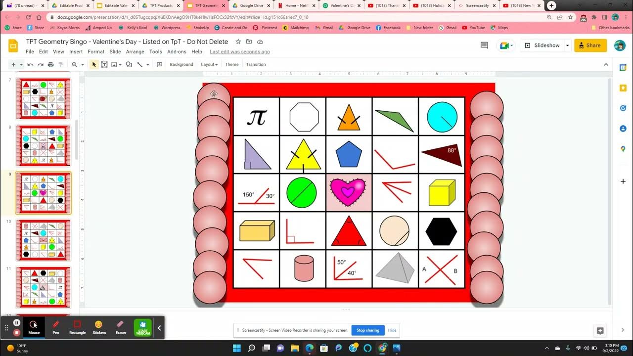 Valentine's Day Geometry Bingo Game - Digital - YouTube