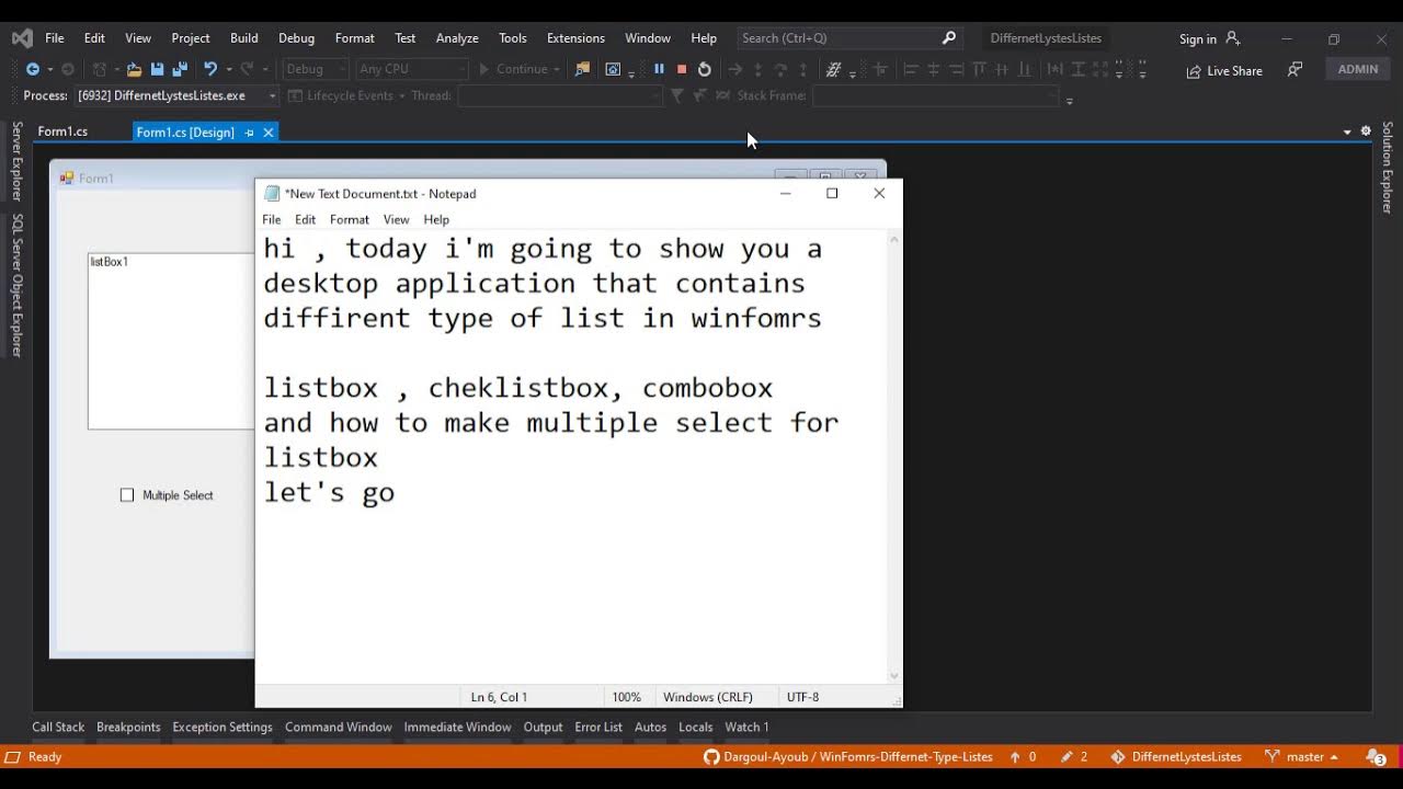 WinForms C# Different Type List(ListBox, CheckedListBox, ComboBox) - YouTube