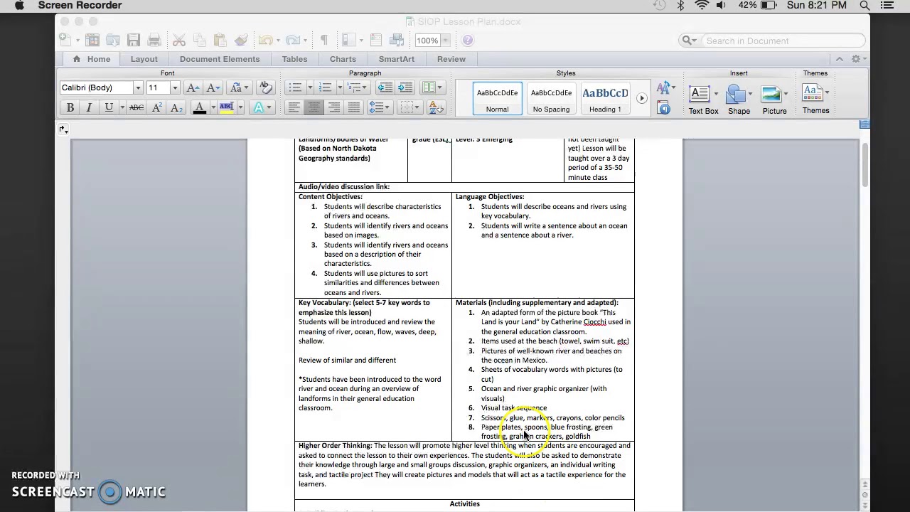 SIOP Lesson Plan 1 - YouTube