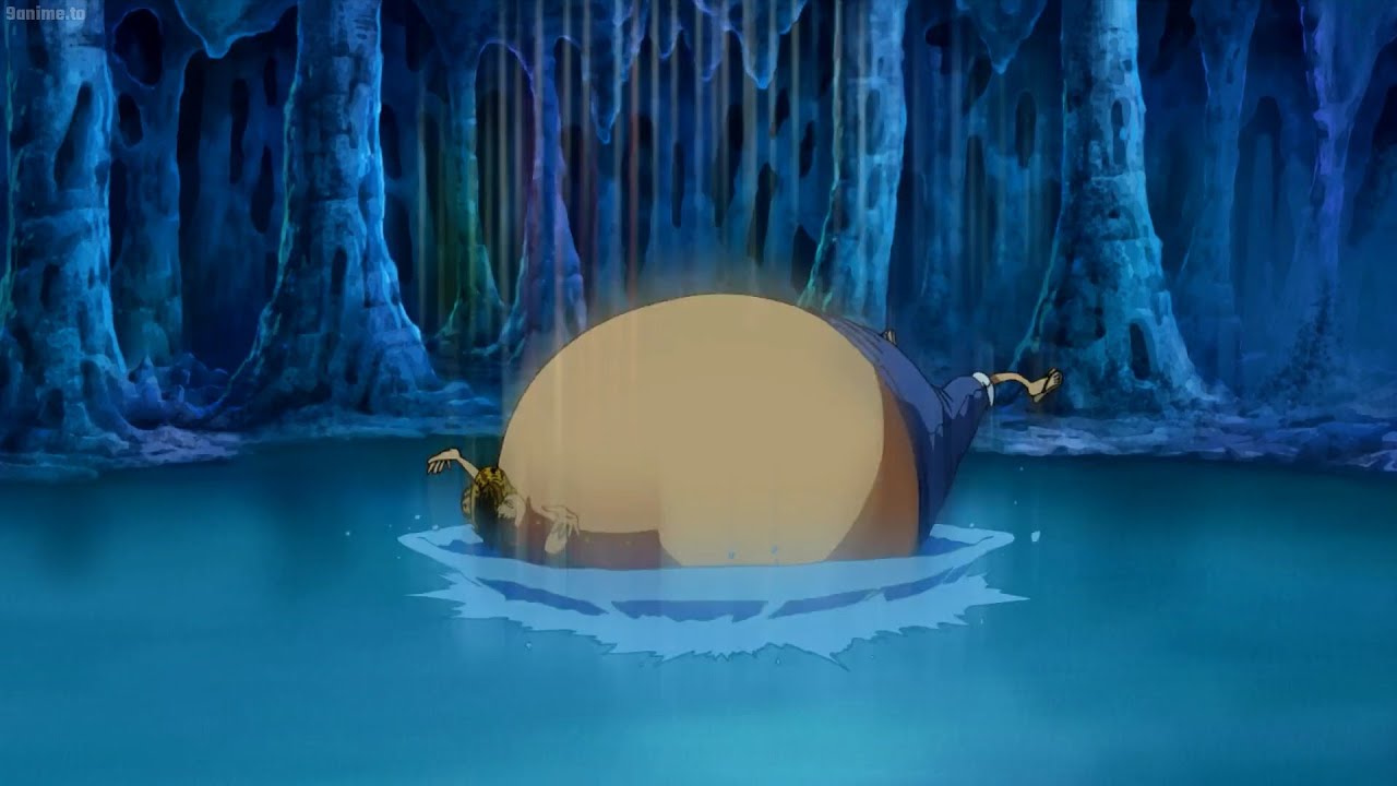 Luffy inflates in a waterfall - YouTube