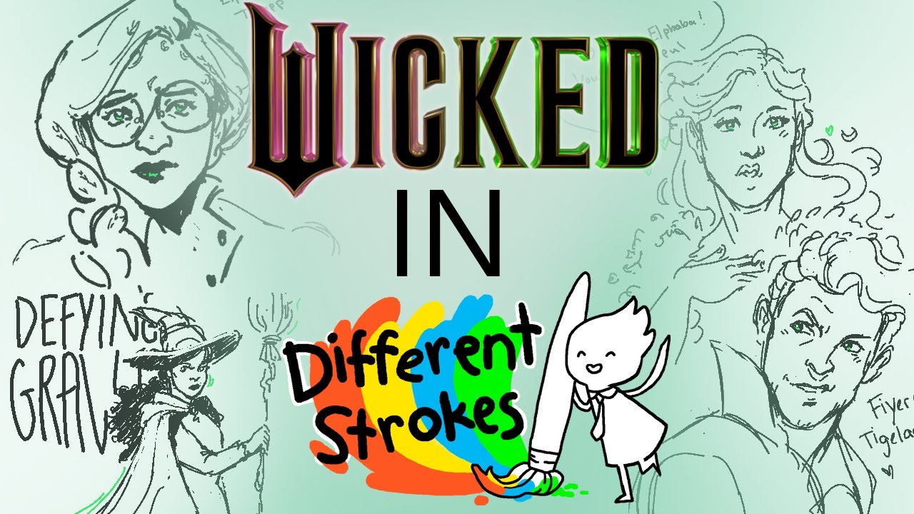 Drawing characters from Wicked in Different Strokes - YouTube