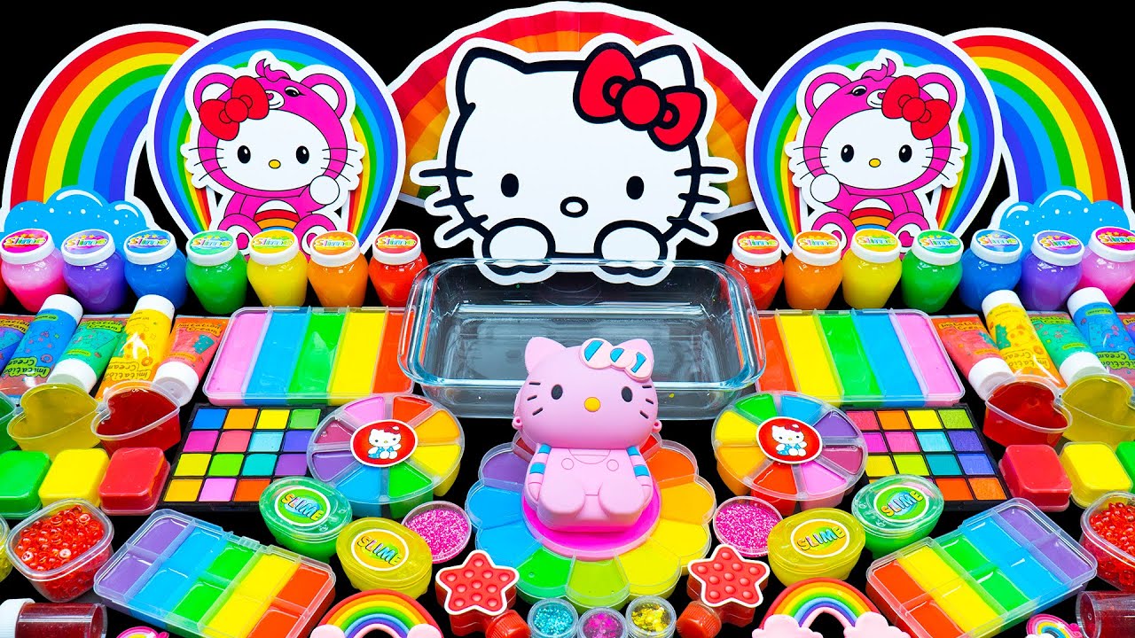 Mixing Makeup Eyeshadow with Hello Kitty | Satisfying Slime ASMR - YouTube
