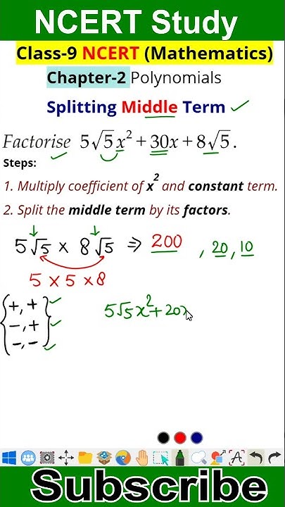 Splitting middle term | class 9 maths | chapter 2 polynomials | #youtubeshorts #ncert #shorts ...