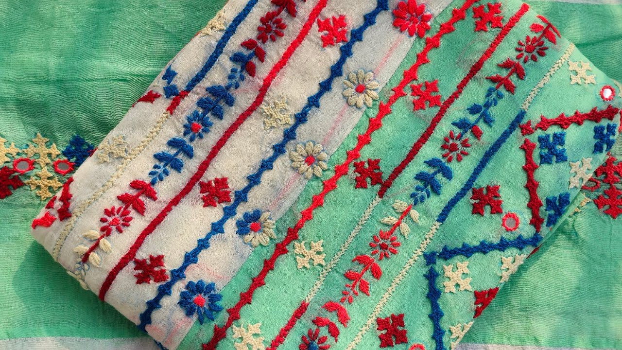 হাতের কাজ করা গুজরাটি জামা+ওড়না|Hand embroidery dress design|phulkari ...