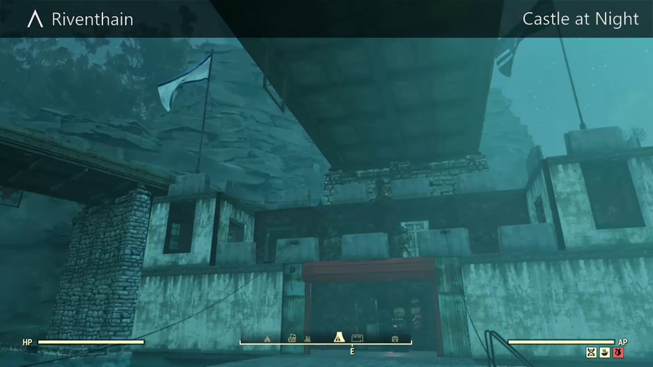 Fallout 76 C.A.M.P. Showcase Castle with Drawbridge at Night - YouTube