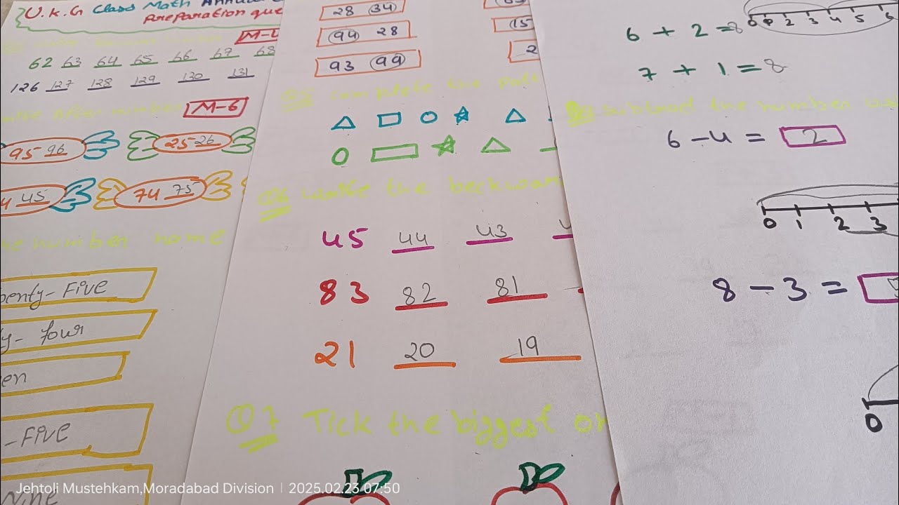 UKG class Math question paper annual exam preparation questions paper ...