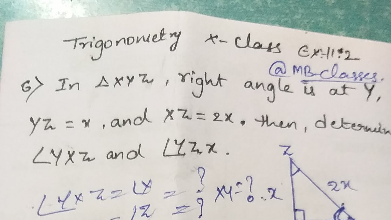 TRIGONOMETRY, 10th class, Ex: 11.2, 6th question explanation - YouTube