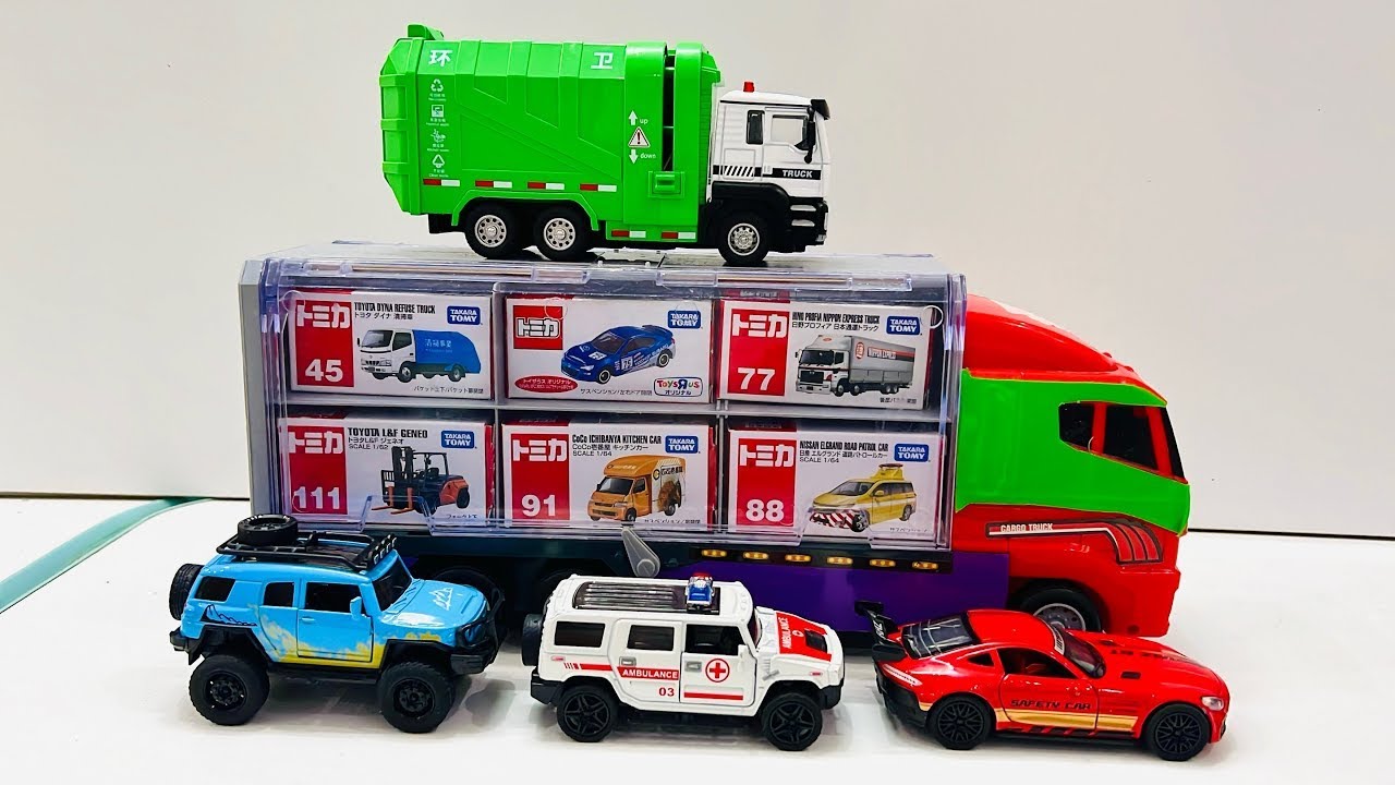 Box full of various miniature cars Ford, Lamborghini, Ferarri, Volvo ...