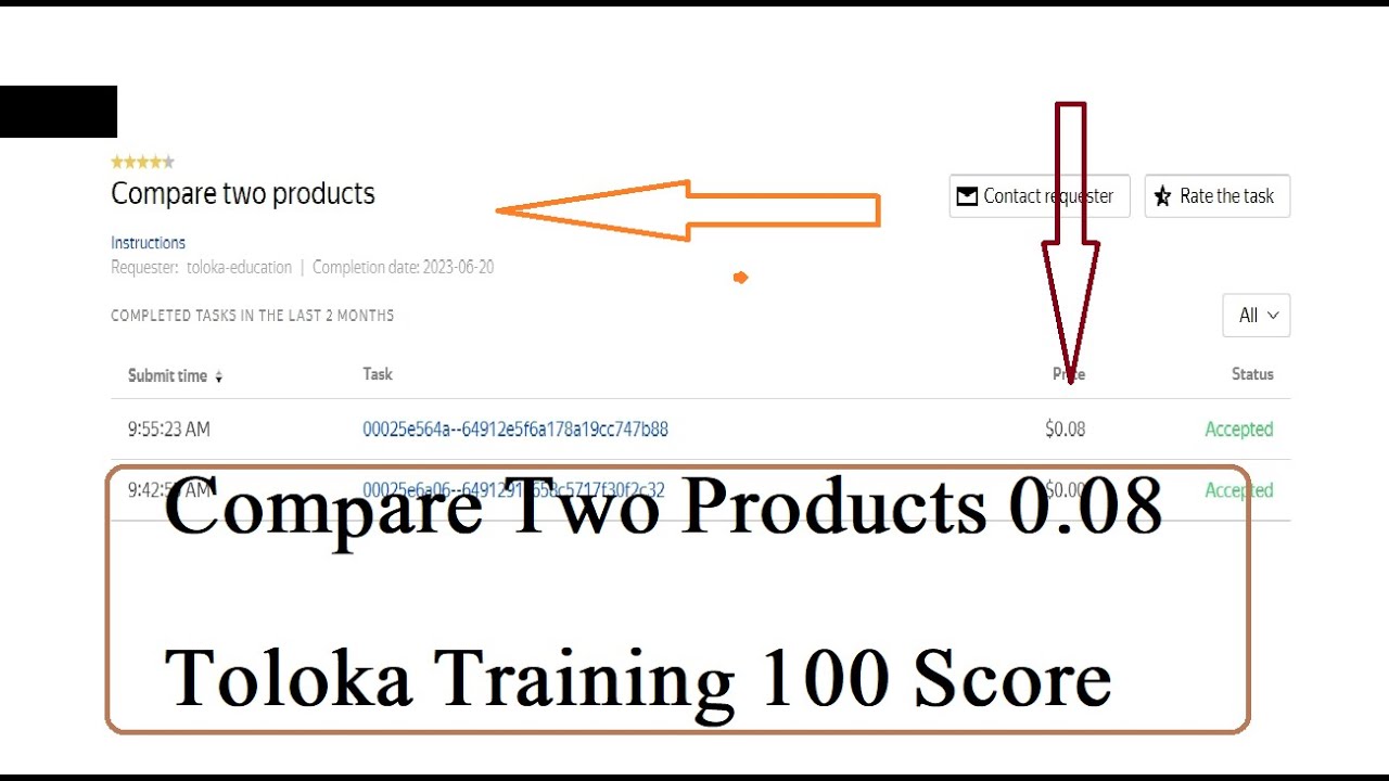 Compare two products 0.08 Training 100 Score Toloka/ Compare two ...