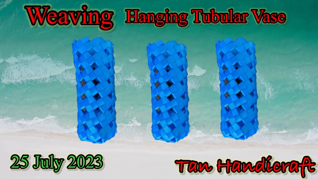Tutorial ke 1320 - weaving hanging simple tubular vase ( strapping band ...
