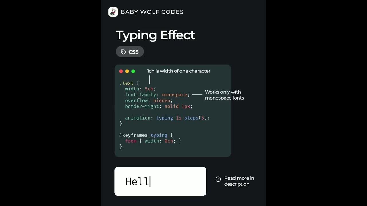typing effect css - YouTube