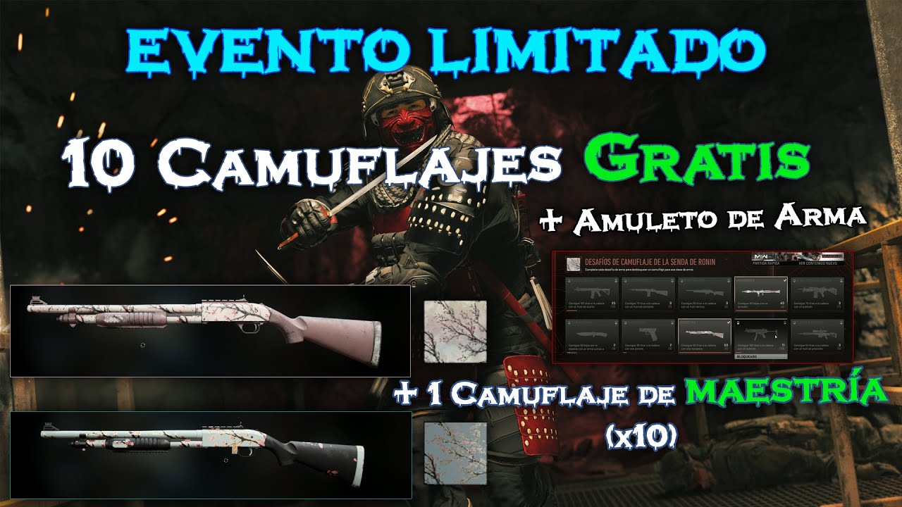 + DE 10 CAMUFLAJES EXCLUSIVOS GRATIS *EVENTO RONIN* | MW2 - WARZONE 2.0 ...