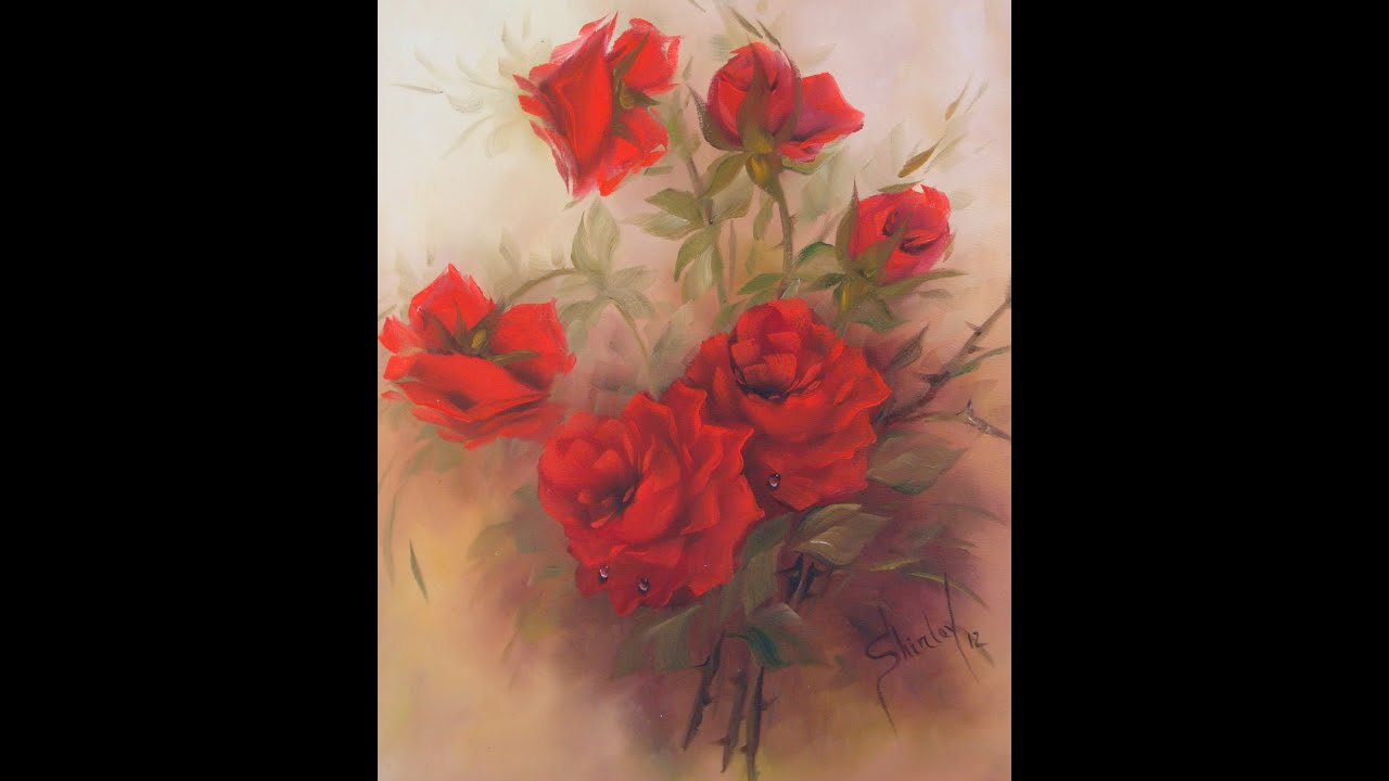 PINTANDO ROSAS VERMELHAS - por Shirley Sbeghen - YouTube
