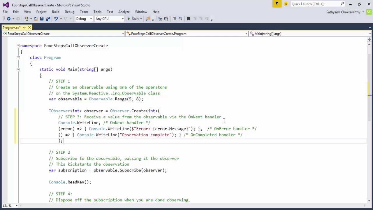 5) Rx.NET: Using the Observer.Create method to create an observer and ...