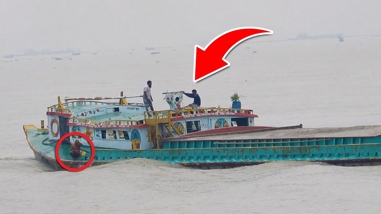 The Cargo Barge Is Overloaded Trying To Cross Dangerous Fast Water, Ep ...