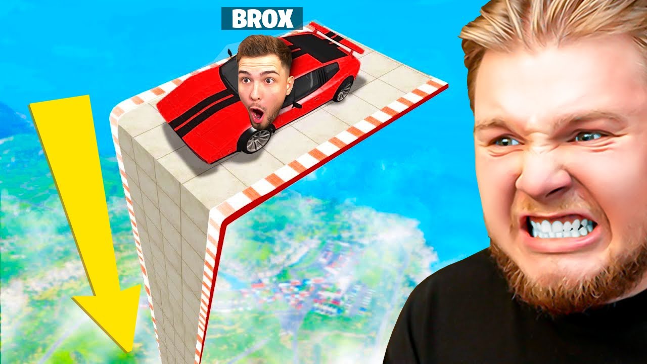 MEGA RAMPE + SPORTWAGEN = CRASH! (BeamNG vs @Brox) - YouTube