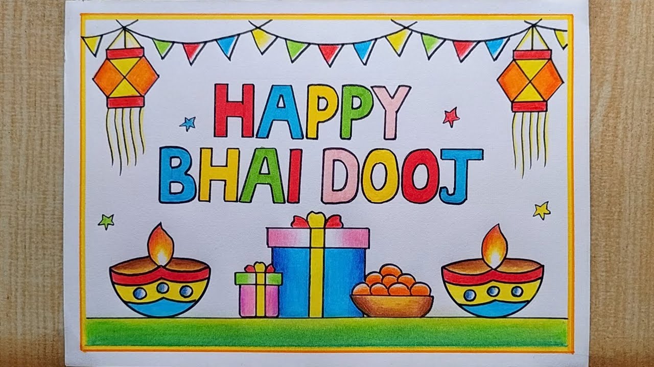 Happy Bhai dooj drawing| Beautiful 😍 Bhai dooj Card drawing| Bhai Dooj ...