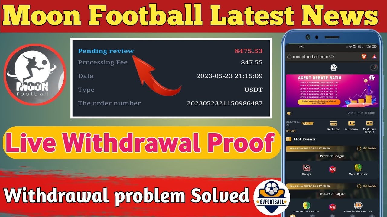 Moon Football App || Mood Football App Withdrawal Problem || Moon ...