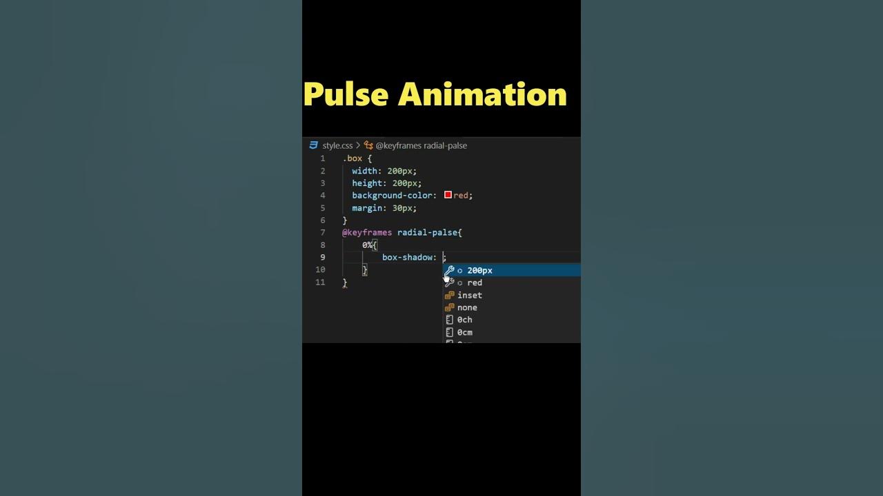 Css Pulse Animation Html Css Css Animation Css Tutorial Shorts
