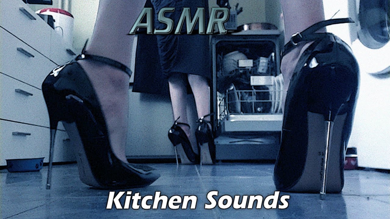 ASMR: Tidying the kitchen up in high heels. (No music,no talking just ...