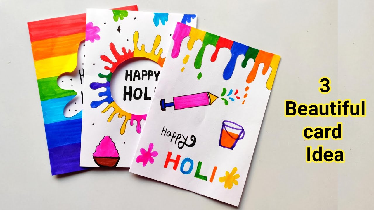 DIY Easy Holi card making | Happy Holi craft idea | Beautiful Holi card ...