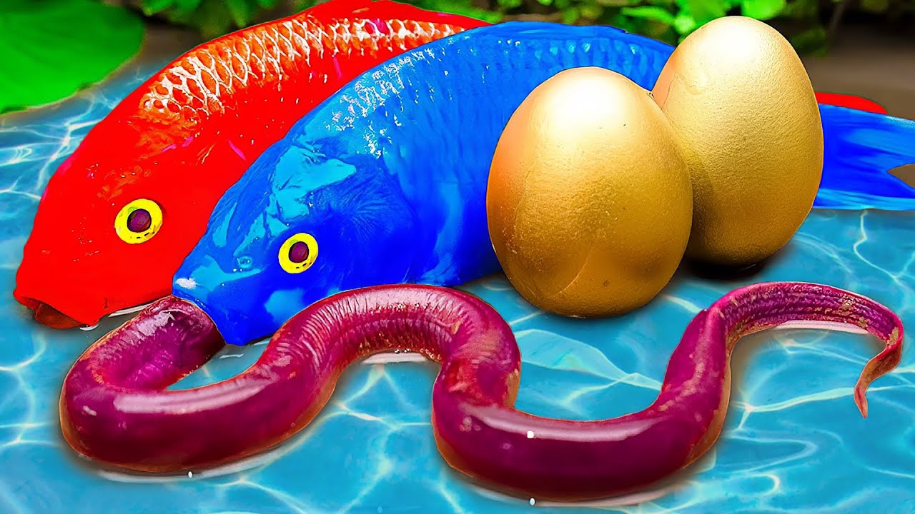 Stop Motion Fish In Mud Mud Survival Battle - Koi Fish And Rock Crabs ...