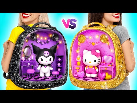 We Build Amazing Doll House Hello Kitty vs Kuromi | Black vs Gold by Multi DO Girls