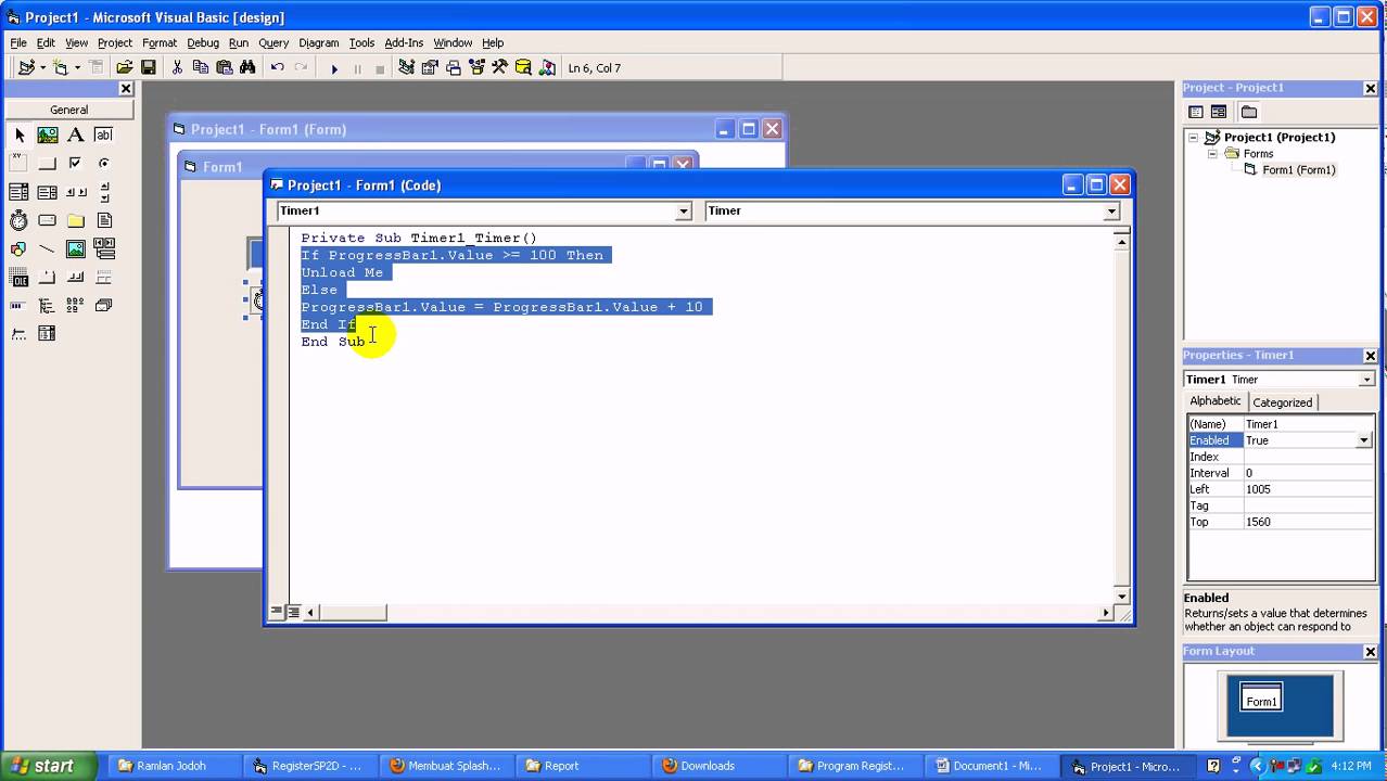 Membuat animasi loading dengan visual basic 6.0 - barnos programs - YouTube