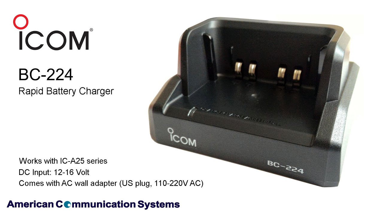 Icom BC-224 Rapid Battery Charger for A25C A25N Series - YouTube