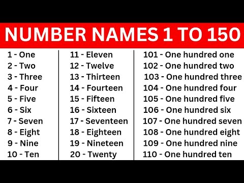 1 to 150 number names|number names 1-150 with spelling| one to one ...