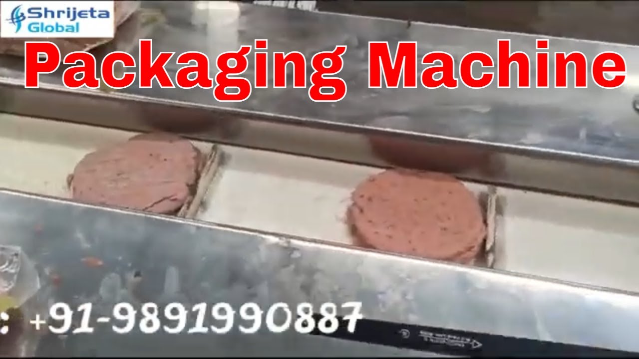 Burger Patty Packing Machine | Aloo tikki Flow Wrap Pouch Packaging ...