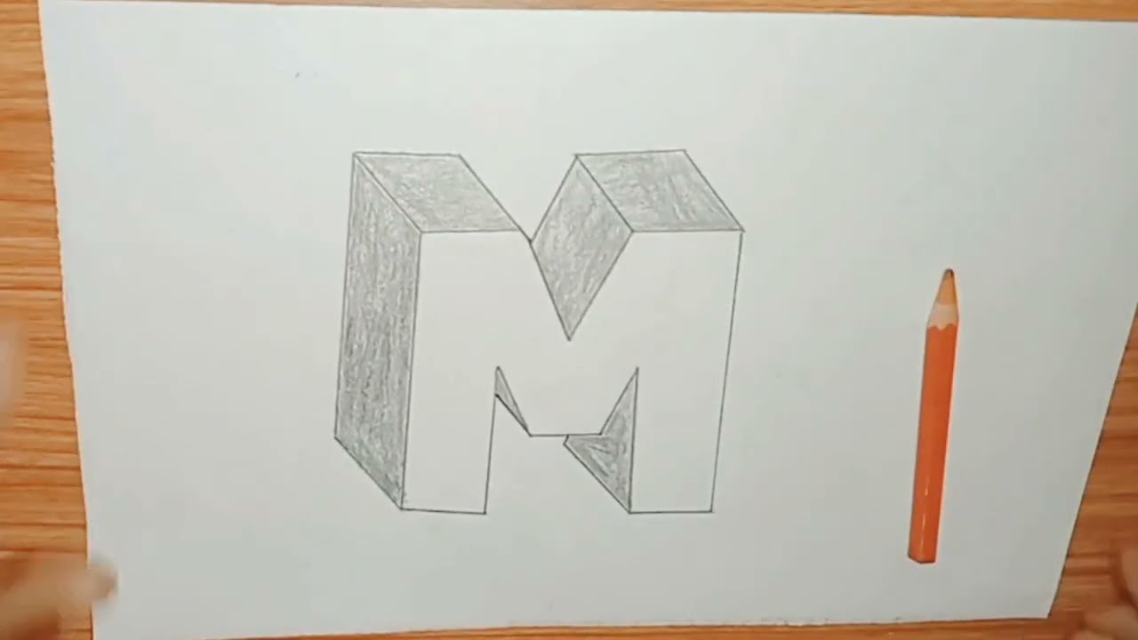 Letter M 3d drawing || How to draw M 3d letter - YouTube