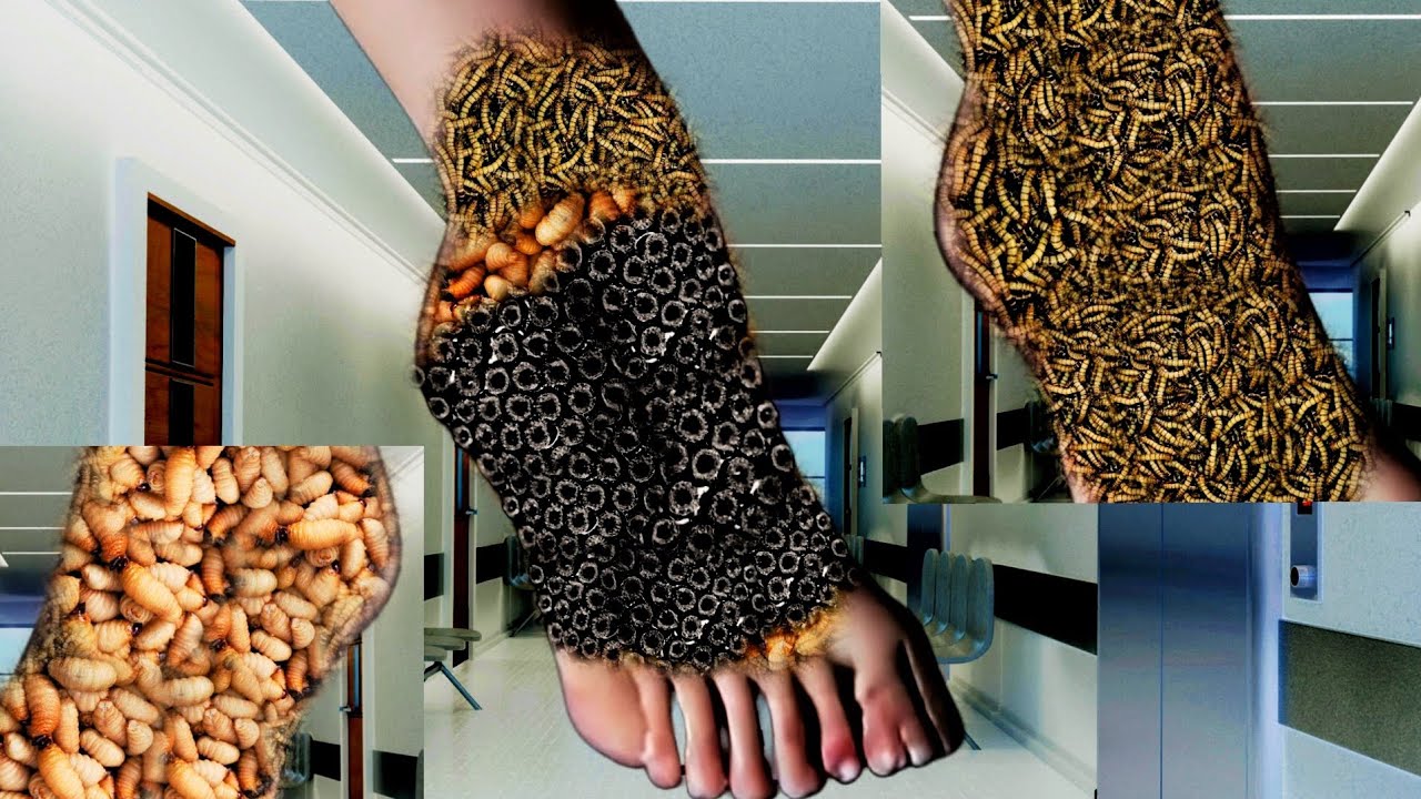 ASMR toe treatment | ASMR removal black trypophobia & maggot infected ...