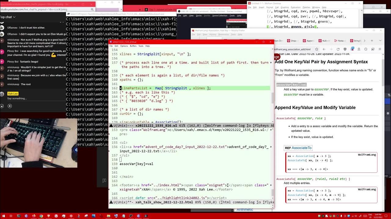Xah Talk Show 2022-12-22 Advent of Code Day 7, in WolframLang, Live Coding - YouTube