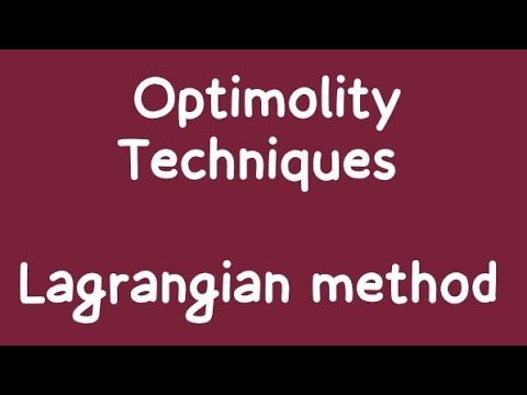 Lagrangian method part 1 - YouTube