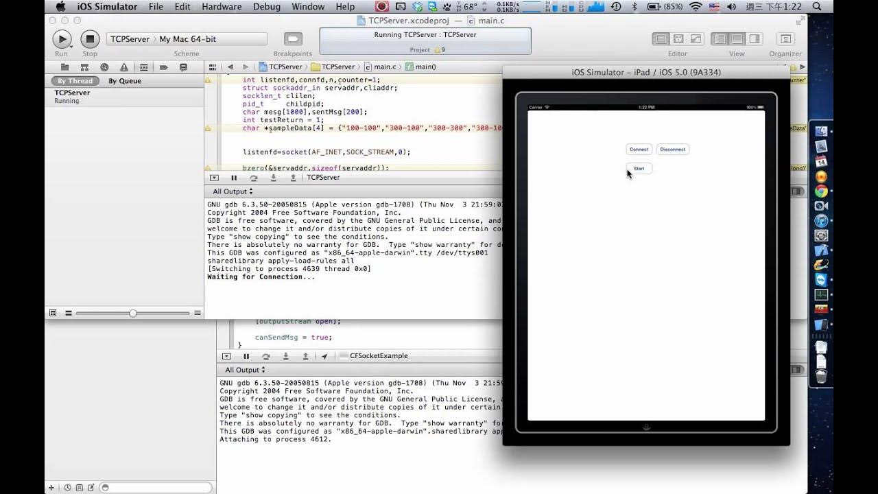 iOS TCP Server/Client Communication using NSStream - YouTube