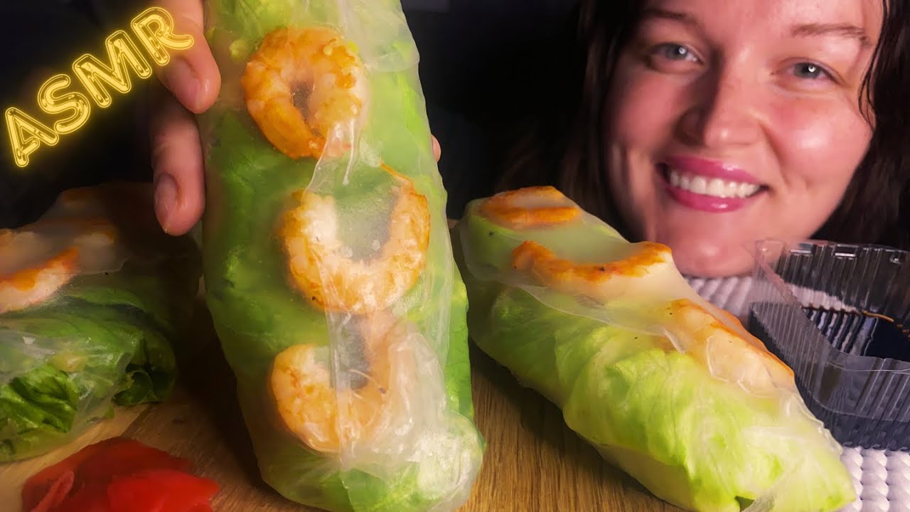 ASMR CRUNCH 🍤SHRIMP 🍤SUMMER ROLL🤤 (NO TALKING) EATING SOUNDS | MUKBANG ...