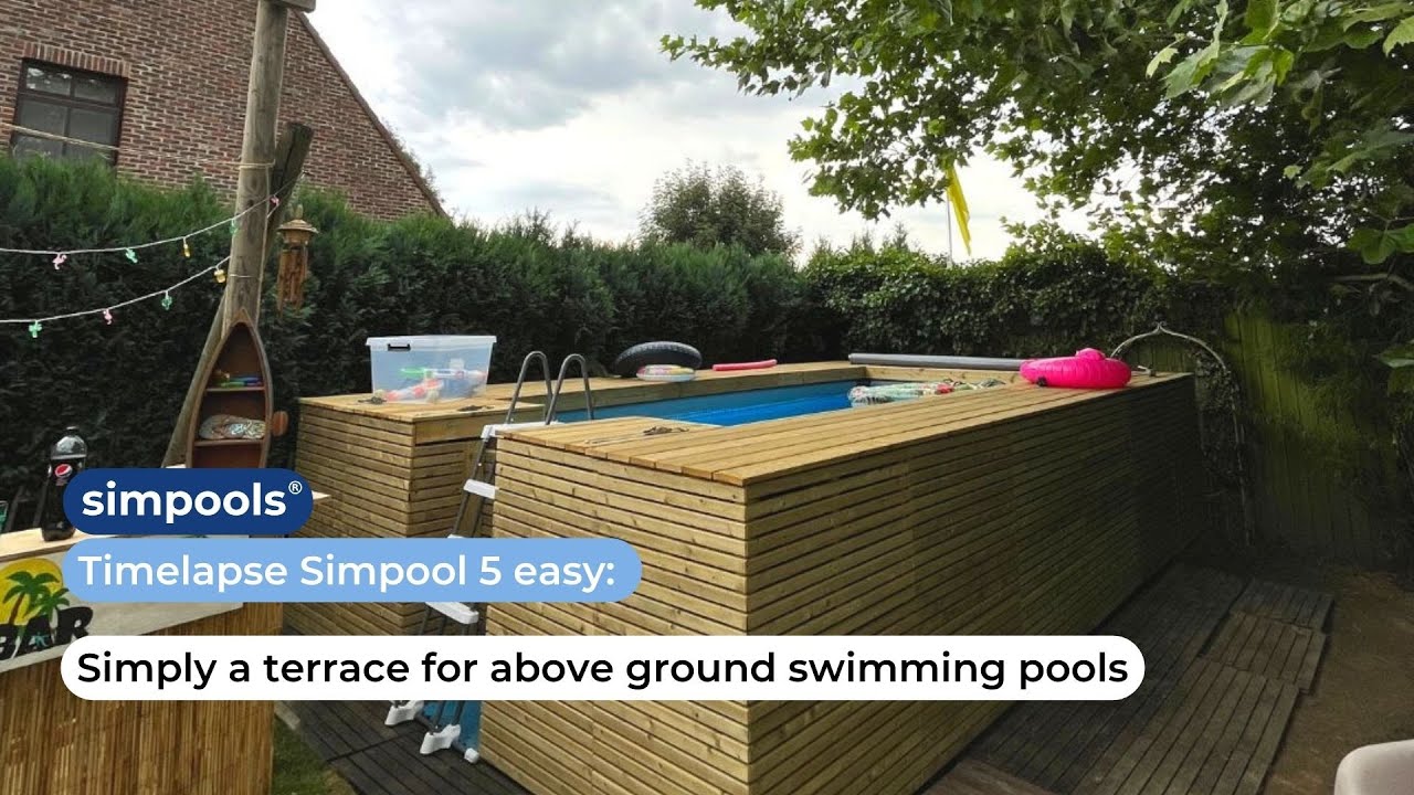 Simple deck around Intex ultra frame xtr 18ft x 9ft x 52in - YouTube