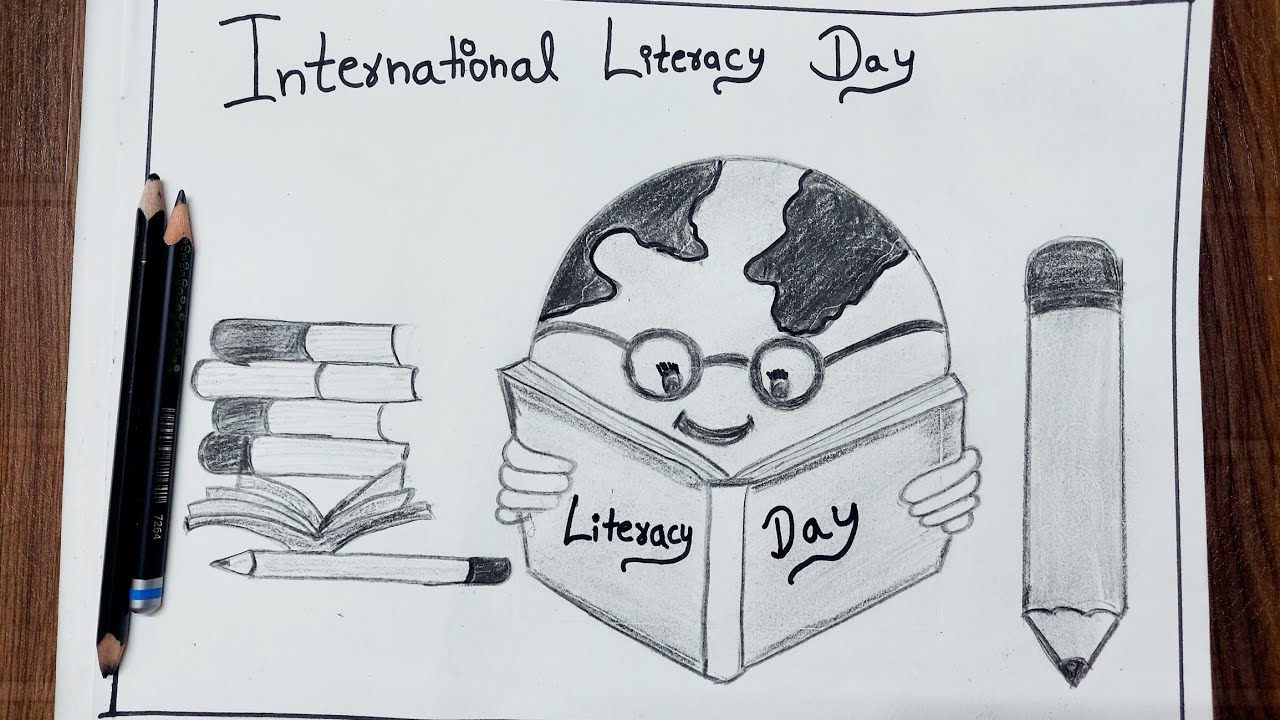 How To Draw international literacy day Drawing | Easy Pencil Drawing ...