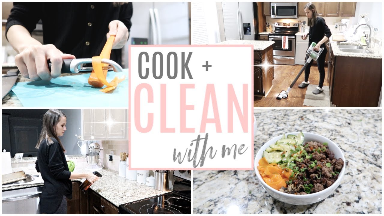 COOK AND CLEAN WITH ME 2019 // EASY DINNER IDEA // NIGHTLY CLEANING ...